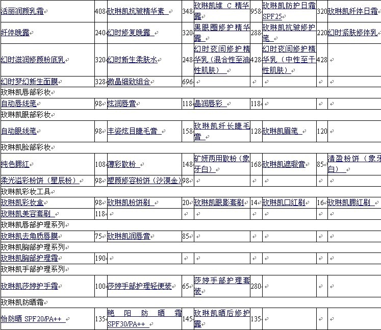 玫琳凯产品玫琳凯产品价目表20玫琳凯产品价目表第12页大山谷图库